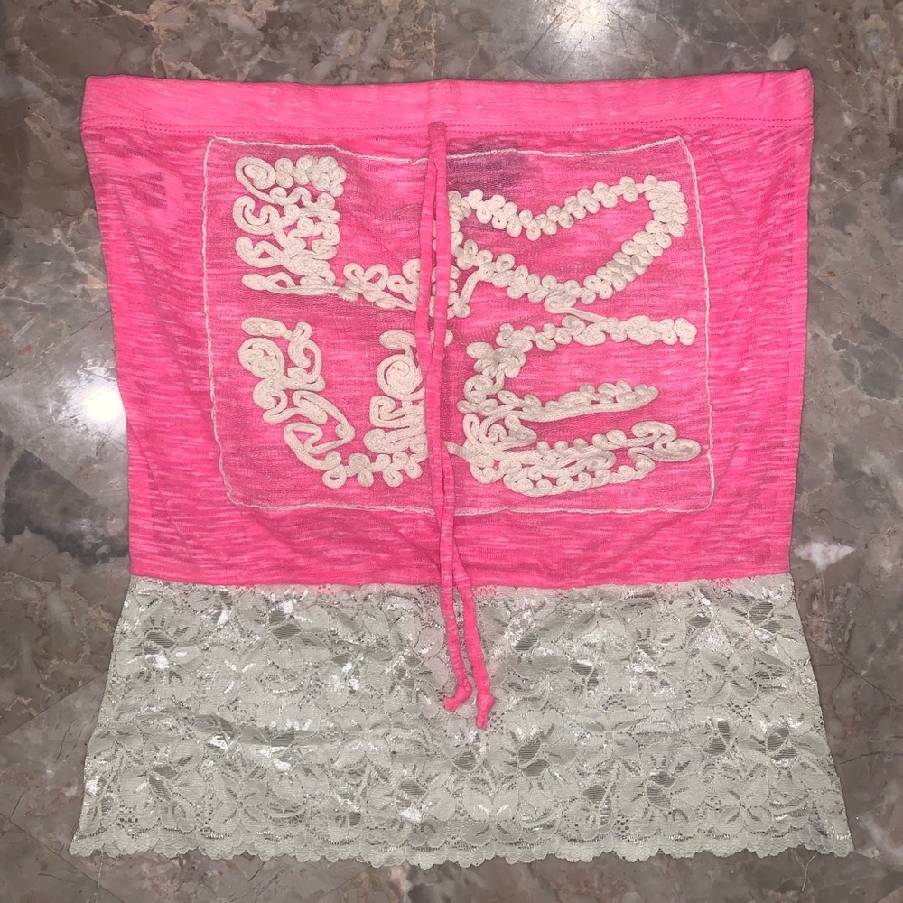 Rue21 Pink Lace Tube Top Love S - Gem